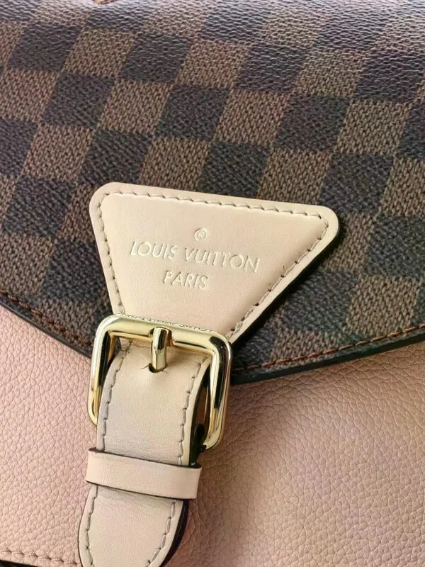 LOUIS VUITTON Beaumarchais Handbag Damier With Leather Shoulder Bag