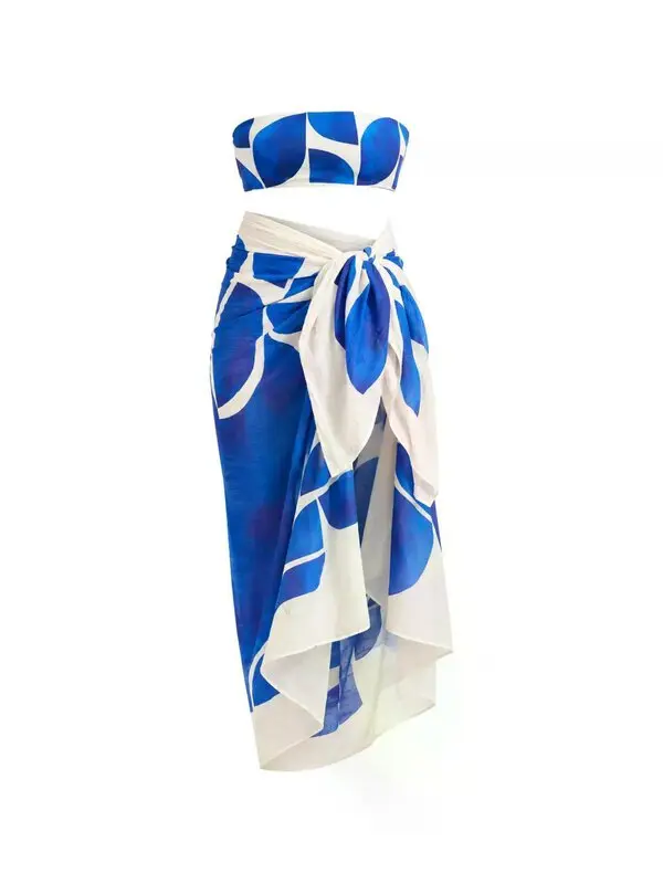 Seafolly Abstract-print Wrap Sarong - Blue