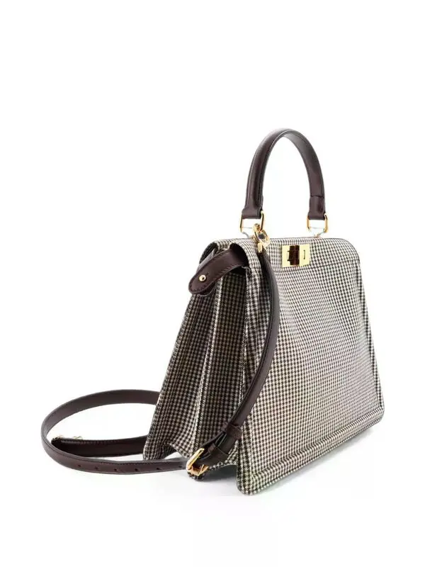 Fendi Peekaboo Iseeu Bag Houndstooth Wool Medium Satchel