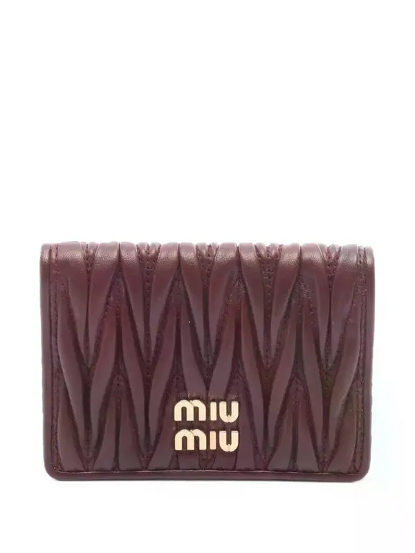 Miu Miu Matelassé Leather Card Case - Red