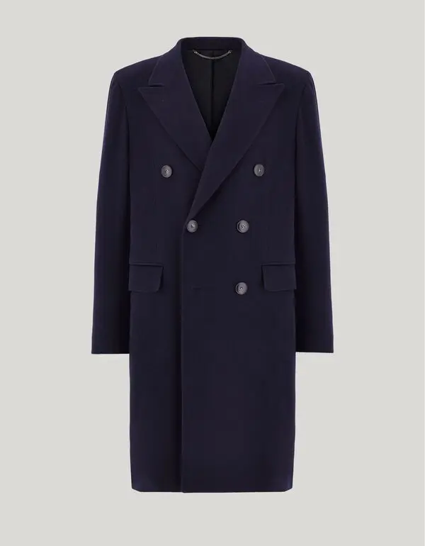 Canali Navy Pure Cashmere Double-breasted Slim-fit Coat