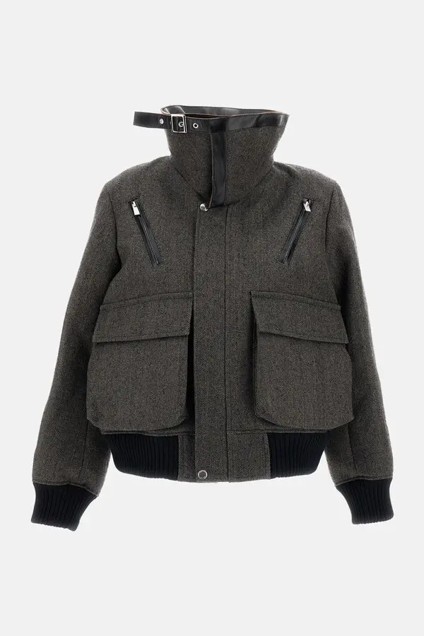 Sacai Herringbone Puffer Bluson - Multicolor