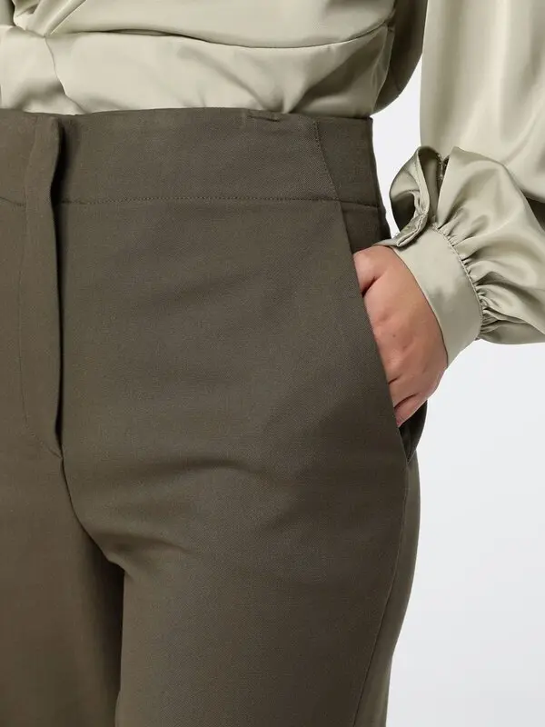 HANITA High-waisted Straight Crêpe Trousers With Slash Pockets