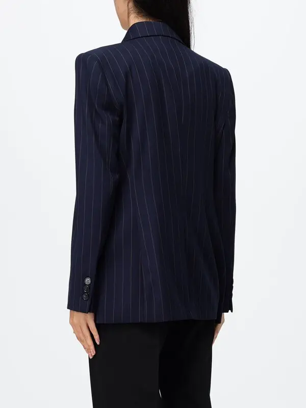HANITA Pinstriped Double-breasted Viscose Blend Blazer With Peak Lapels