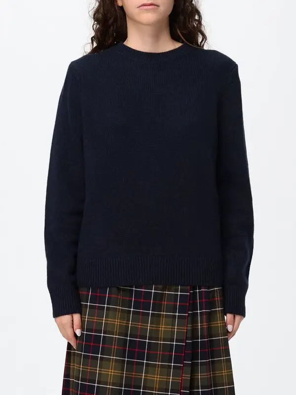 Barbour Long-sleeved Crewneck Jumper In A Wool And Cashmere Blend - Blue
