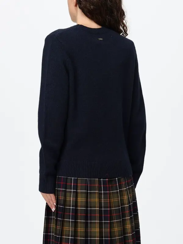 Barbour Long-sleeved Crewneck Jumper In A Wool And Cashmere Blend - Blue