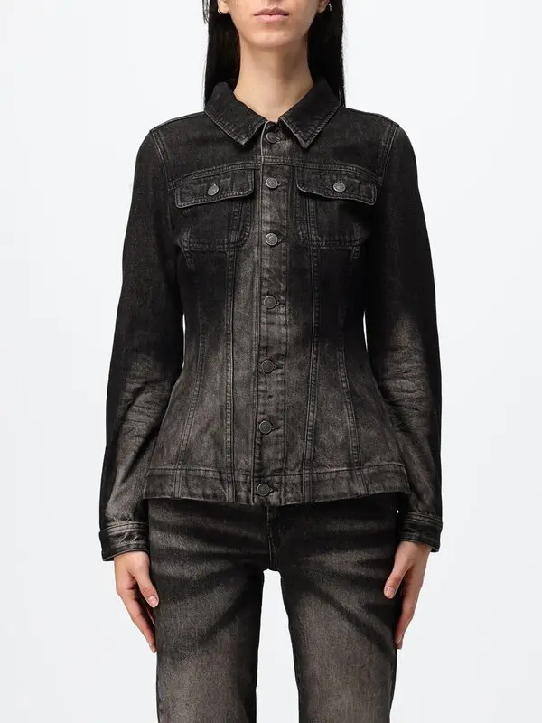 DIESEL® Cropped Abstract Print Shirt Jacket In Worn-out Denim