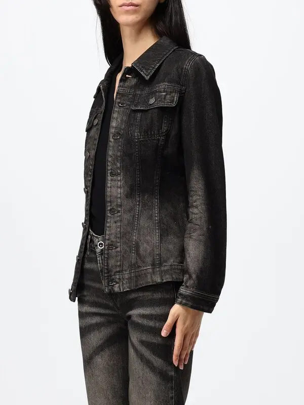 DIESEL® Cropped Abstract Print Shirt Jacket In Worn-out Denim