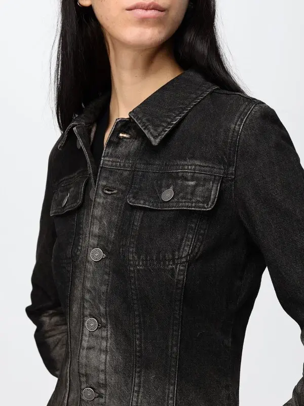 DIESEL® Cropped Abstract Print Shirt Jacket In Worn-out Denim