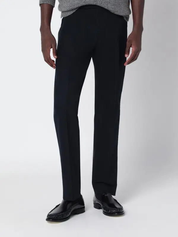 PT TORINO Slim Fit Corduroy Trousers With Off-center Fastening - Blue