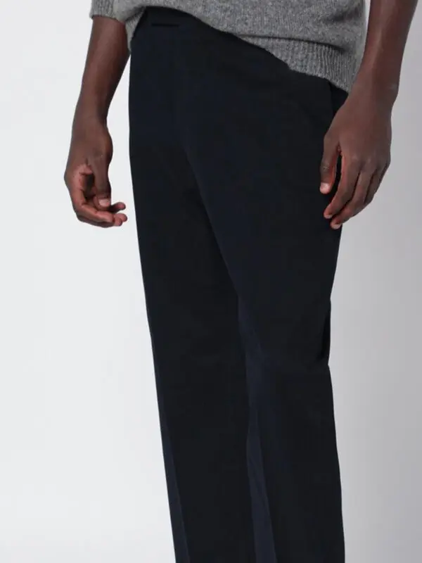 PT TORINO Slim Fit Corduroy Trousers With Off-center Fastening - Blue