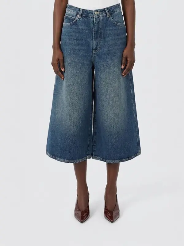 Soeur Joyce Wide-leg Cropped Cotton Denim Shorts