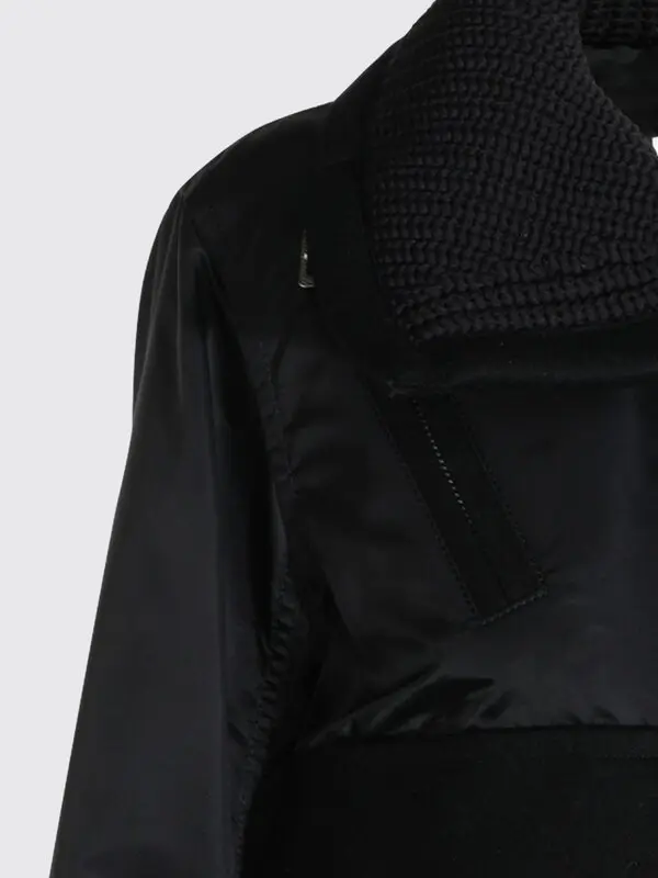 Sacai Padded Nylon Bomber Jacket With Hood And Fur Collar