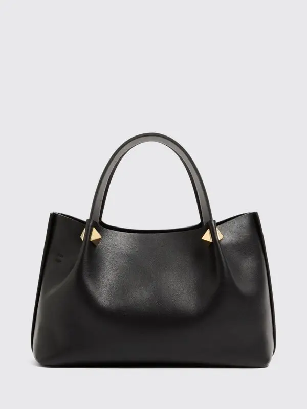 Valentino Garavani Leather Handbag With Studs And Vlogo Signature - Black