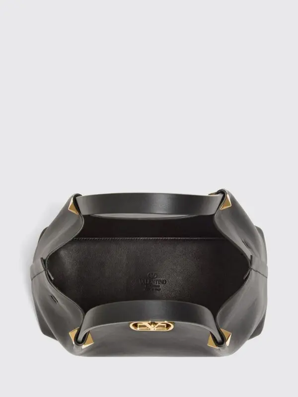 Valentino Garavani Leather Handbag With Studs And Vlogo Signature - Black