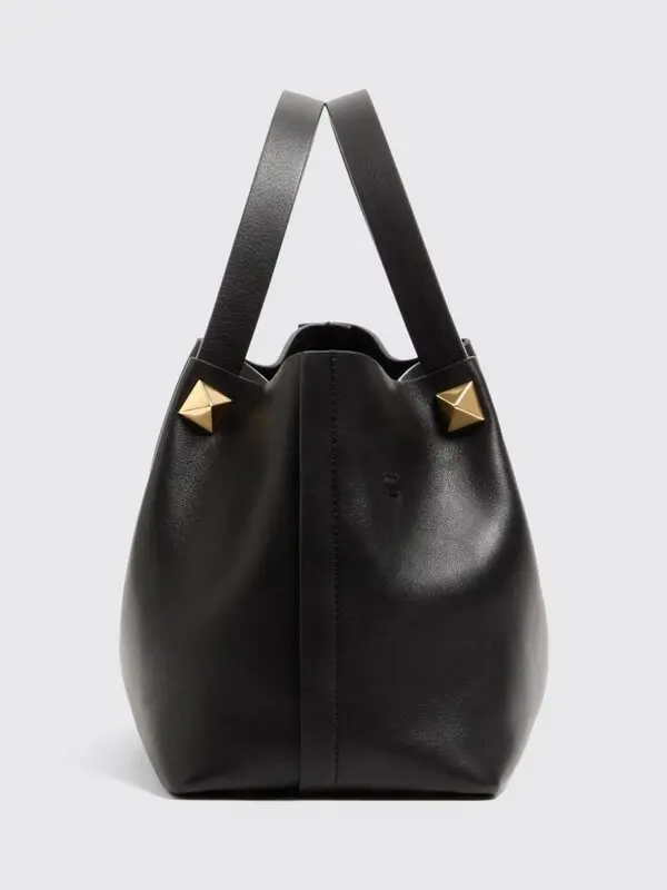 Valentino Garavani Leather Handbag With Studs And Vlogo Signature - Black
