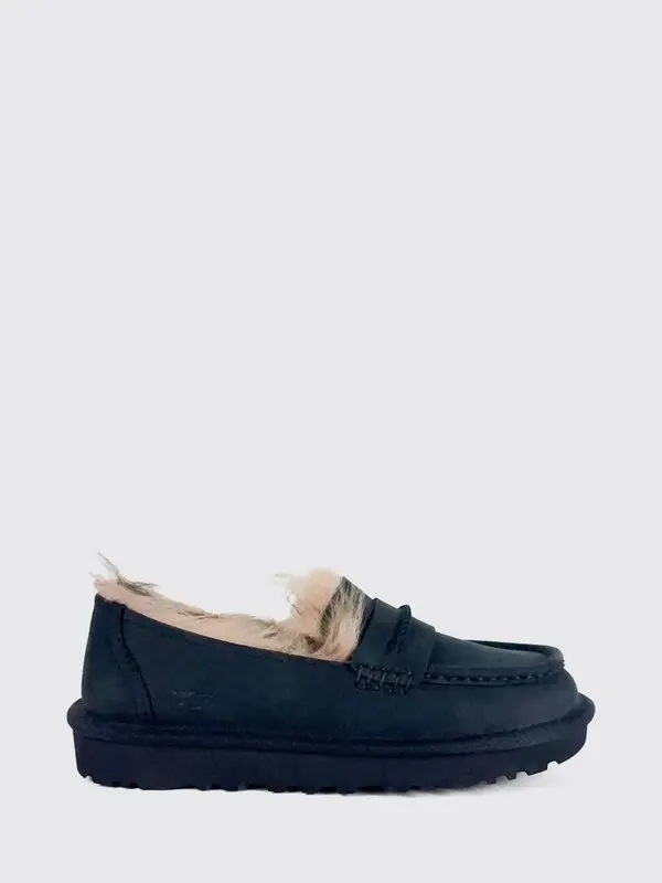 UGG Ellis Nubuck Leather Penny Loafers With Shearling Lining - Black