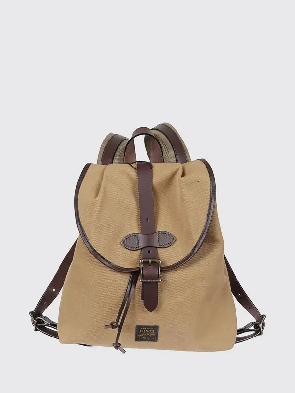 Filson Two-tone Backpack In Cotton And Smooth Leather With Buckle Closure