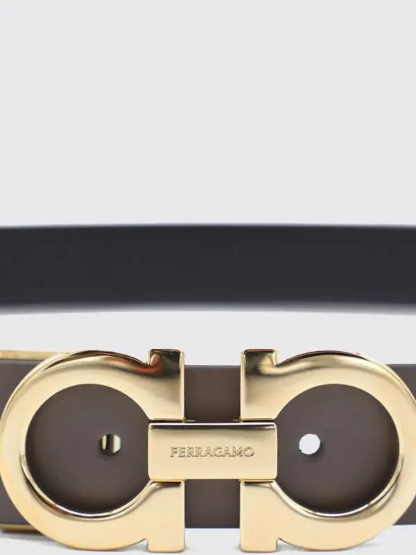 FERRAGAMO 2.5 Cm Reversible Leather Belt With Gancini Buckle - Grey