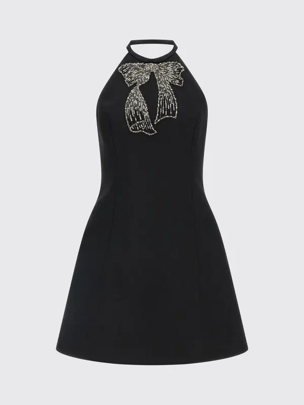 Valentino Garavani Halter Neck Wool And Silk Mini Evening Dress