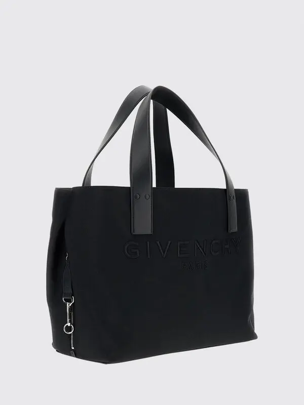 Givenchy Cargo Nylon Crossbody Bag With Double Handle And Embroidered Logo - Black