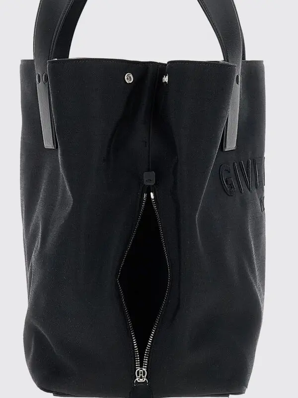 Givenchy Cargo Nylon Crossbody Bag With Double Handle And Embroidered Logo - Black