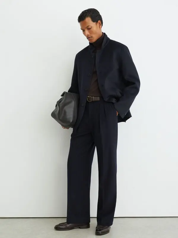 REISS Becks Wool-blend Blind-seam Stand-collar Jacket