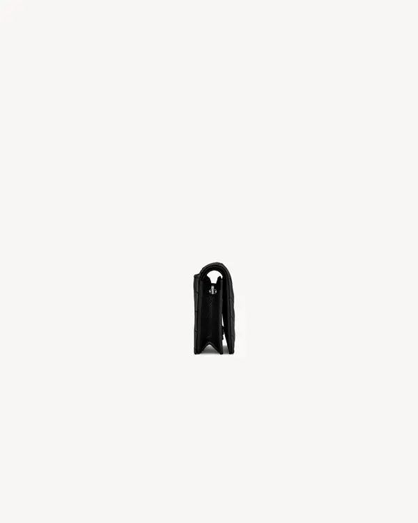 Saint Laurent Cassandre Matelassé Flap Card Case In Grain De Poudre Leather
