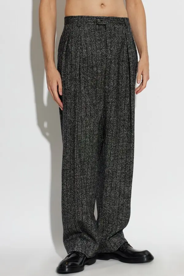 Dolce & Gabbana Gray Wool Striped Tailored Trousers