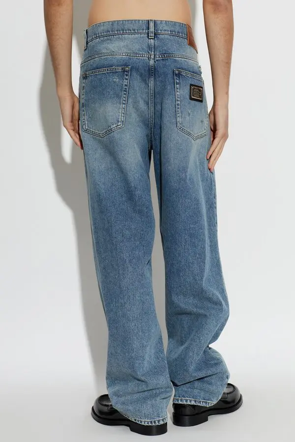 Dolce & Gabbana Pleated Distressed Jeans By