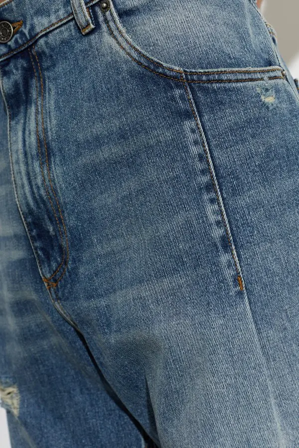 Dolce & Gabbana Pleated Distressed Jeans By