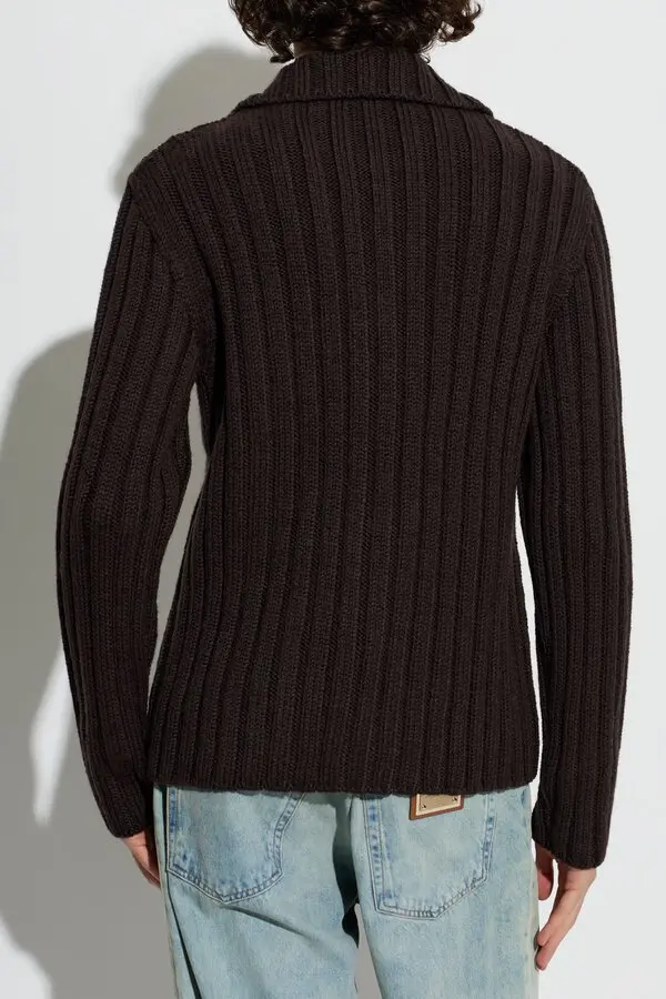 Dolce & Gabbana Wool Cardigan With Wide Collar