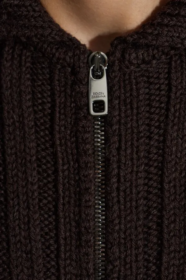 Dolce & Gabbana Wool Cardigan With Wide Collar
