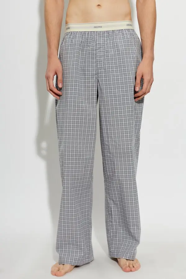 SKIMS Pajama Pants Cotton Poplin Gray-purple Plaid