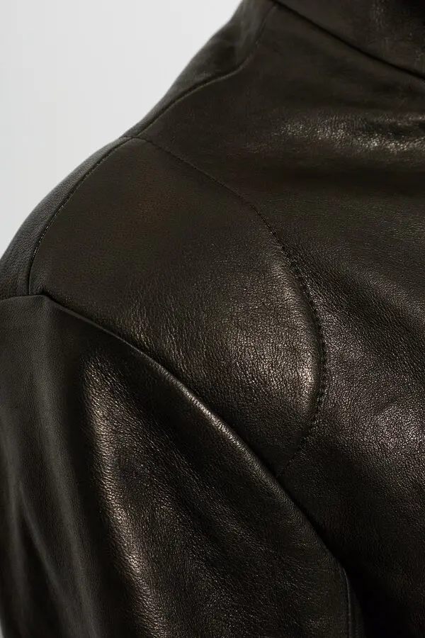 POST ARCHIVE FACTION Leather Stand Collar Jacket