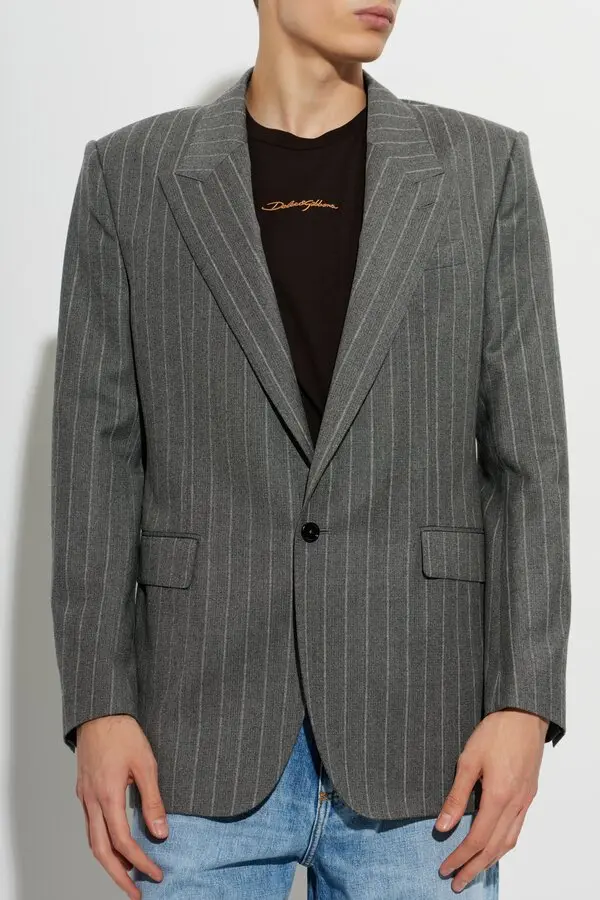 Dolce & Gabbana Gray Wool Blazer With Single Vent