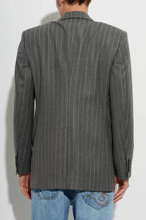 Dolce & Gabbana Gray Wool Blazer With Single Vent