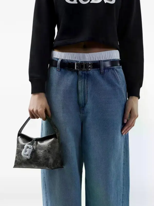 Gcds Mega Mini Comma Distressed-leather Tote Bag