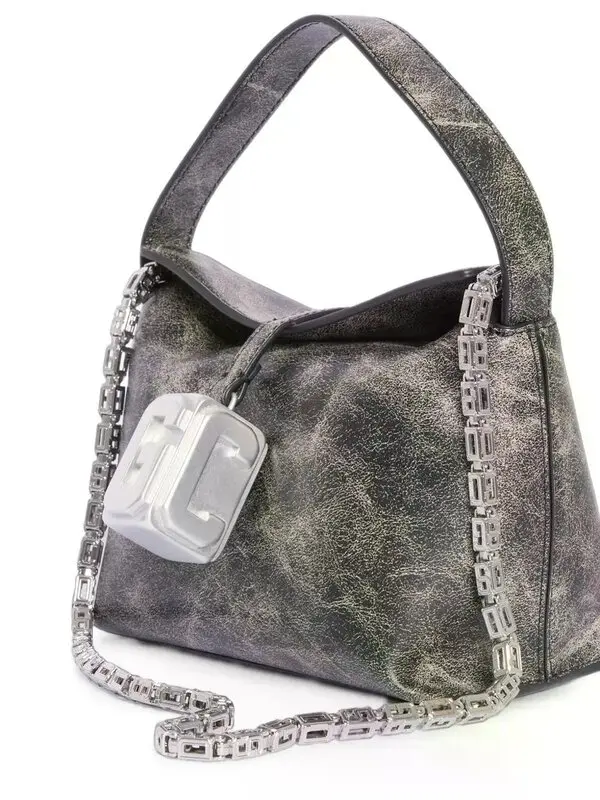Gcds Mega Mini Comma Distressed-leather Tote Bag