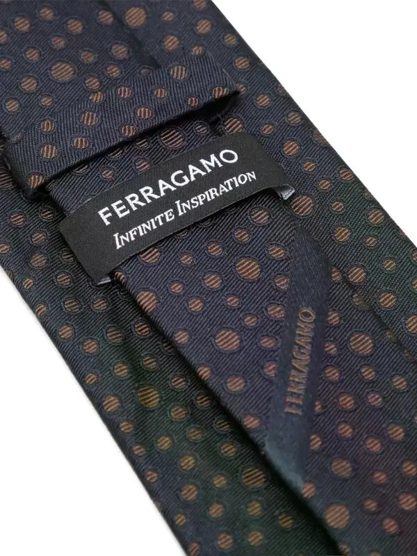FERRAGAMO Silk Print Tie - Blue