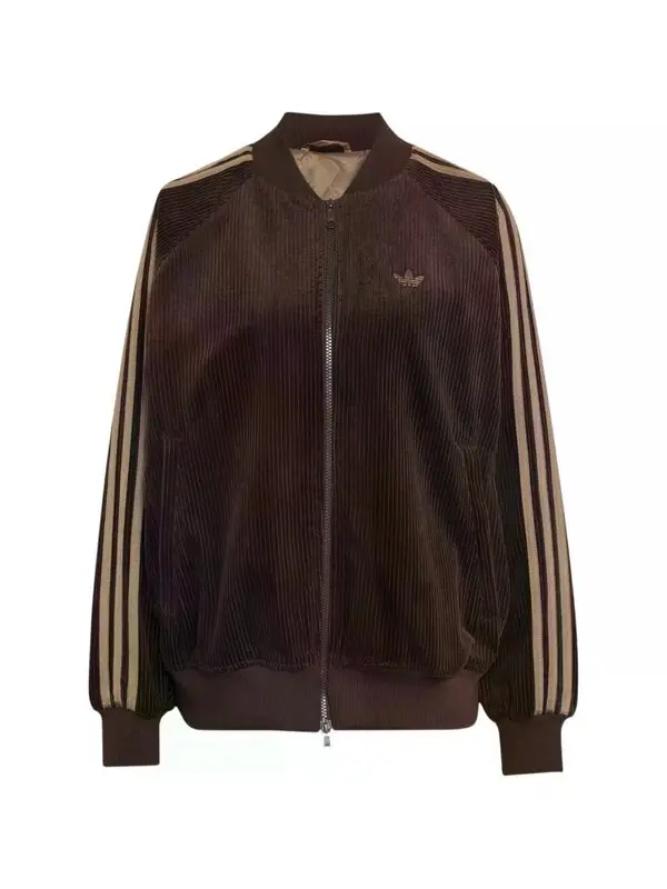 Adidas Corduroy Stripe-detail Track Jacket - Brown