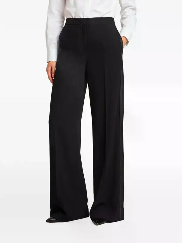 SUTTON NEW YORK Satin-trimmed Wide-leg Trousers