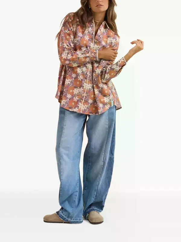 FAVORITE PEOPLE Fairground Floral-print Blanket-stitch Shirt