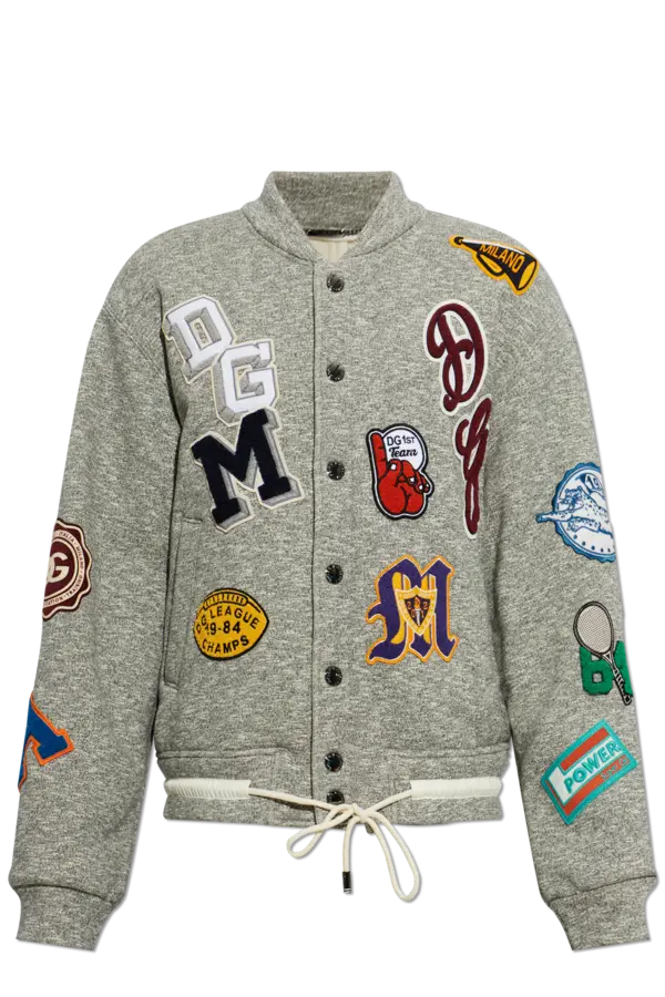 Dolce & Gabbana Gray Patchwork Bomber Jacket By - Grey
