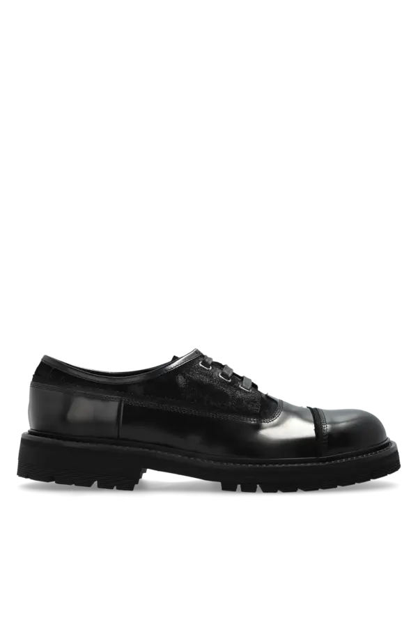 Dolce & Gabbana Leather Lace-up Flat Shoes By - Black