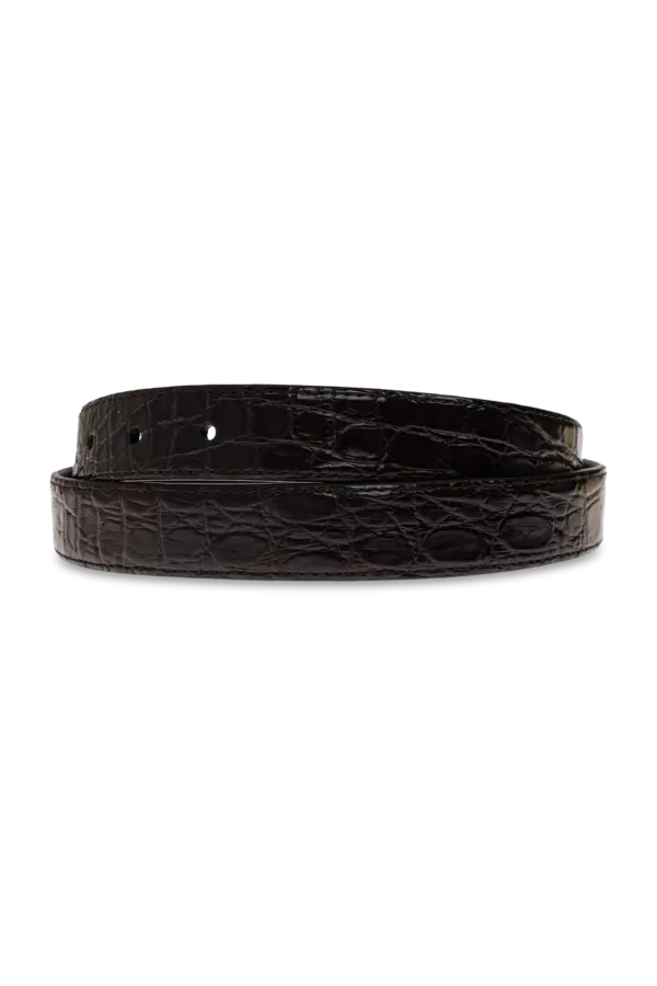 Dolce & Gabbana Men’s Dark Croco-embossed Leather Belt