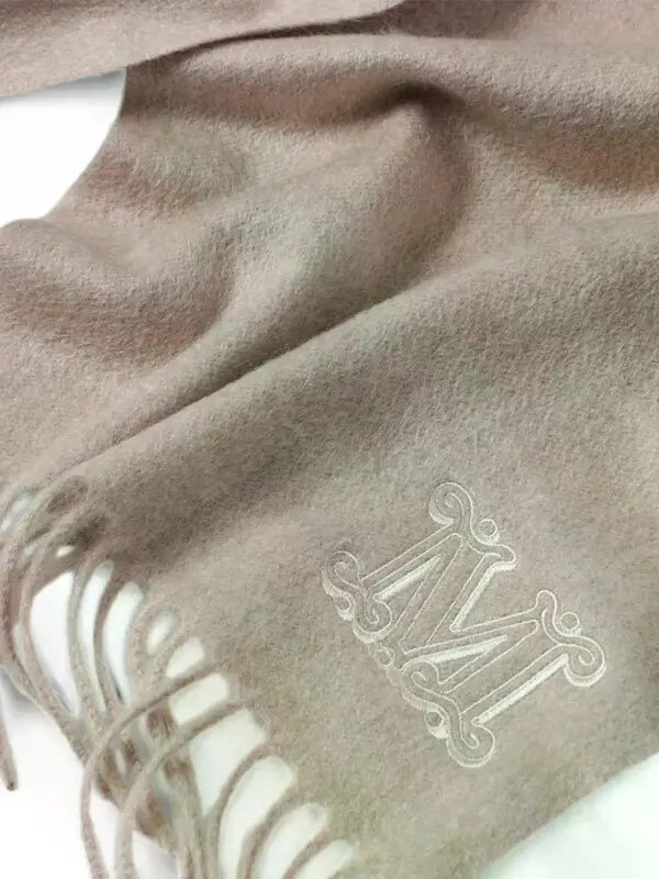 Max Mara Monogram-embroidered Fringed Scarf