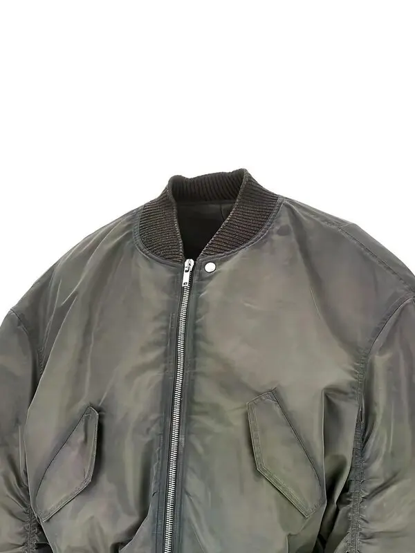 Rick Owens Secchia Flight Cropped Ruched-sleeve Bomber Jacket - Grey