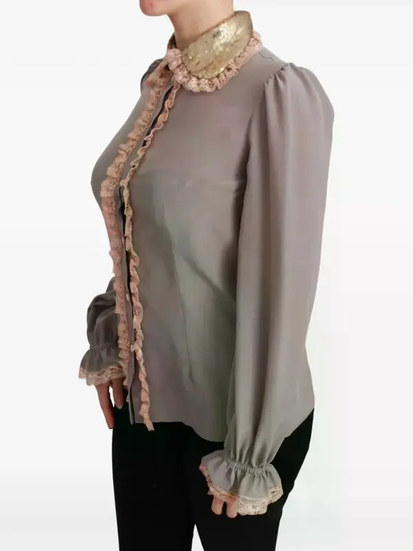 Dolce & Gabbana Lace-trimmed Sequin-collar Shirt