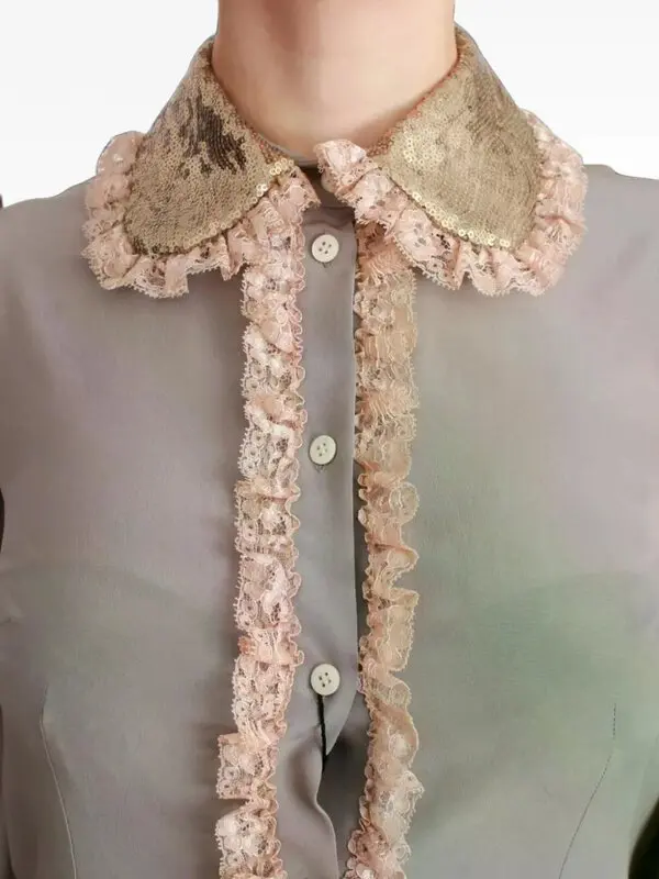 Dolce & Gabbana Lace-trimmed Sequin-collar Shirt